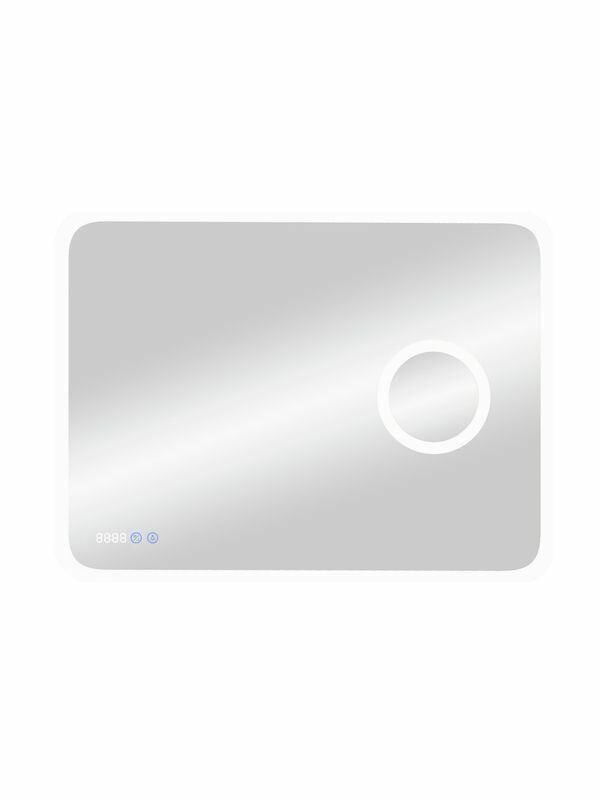 Зеркало Континент Bliss LED 800x600 ЗЛП450 с подсветкой, ув. зеркало, часами, антизапотеванием