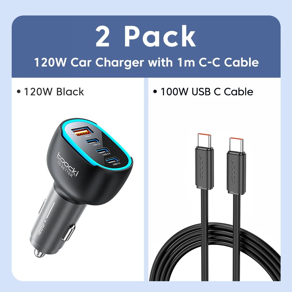 Toocki 120W автозарядка USB-C с кабелем