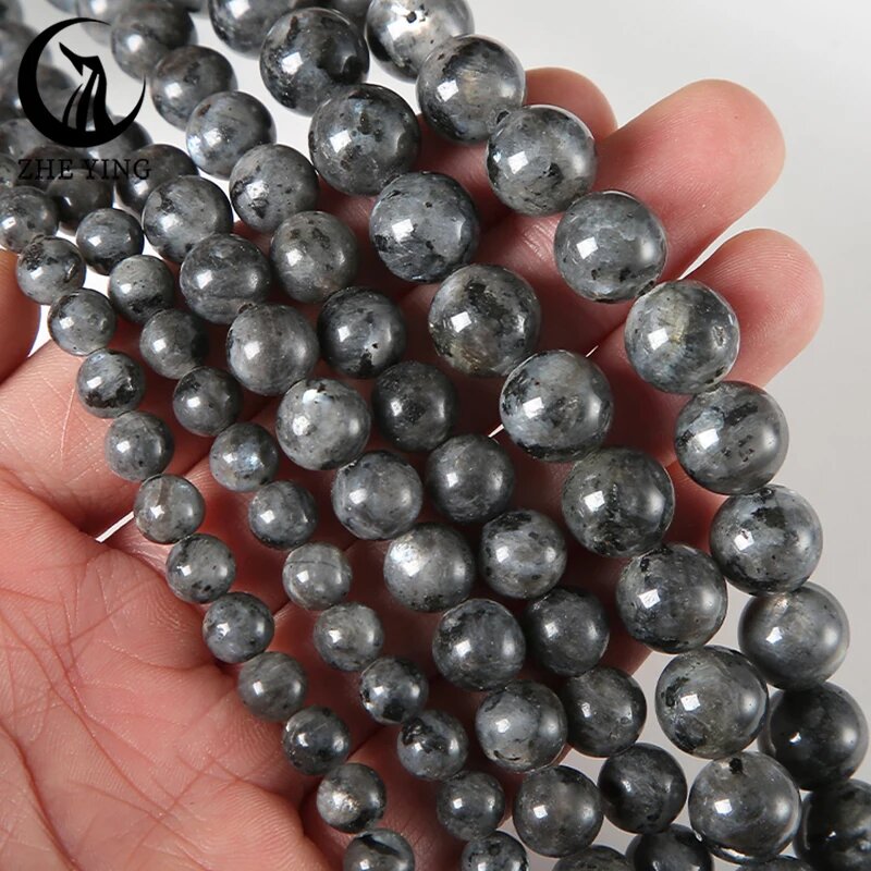 Бусины Zhe Ying аметист кварц 6 8 10 мм 15" 6-6.5mm(58-60pcs), 39Black labradorite