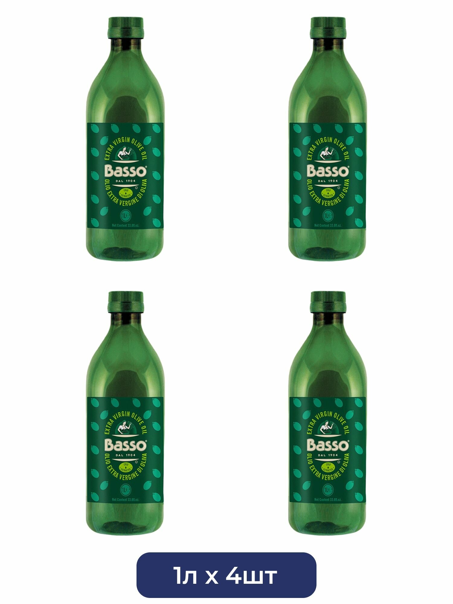 Масло Оливковое Basso Extra Virgin Нерафинированное 1л пэт х 4шт.