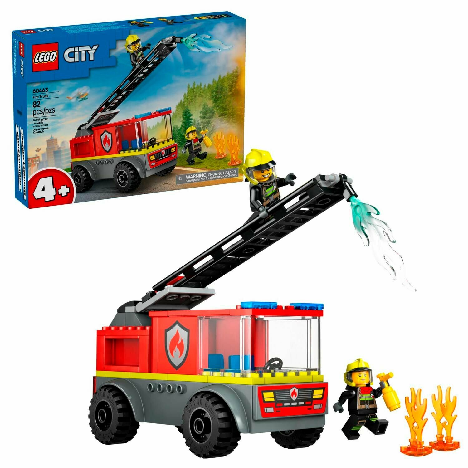 Конструктор детский LEGO City Пожарная машина с лестницей, 82 деталей, возраст 4+, 60463