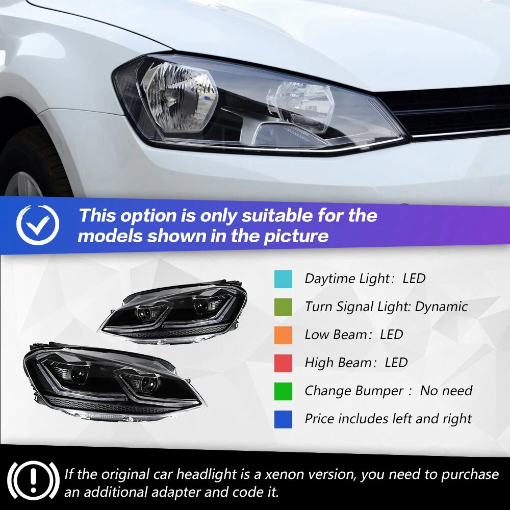 Фар AKD для Golf 7 MK7 GTI LED фара 2013-2017 фары Golf 7 MK7 GTI дневной ходовой свет поворотный сигнал дальний свет ангельские глаза проектор