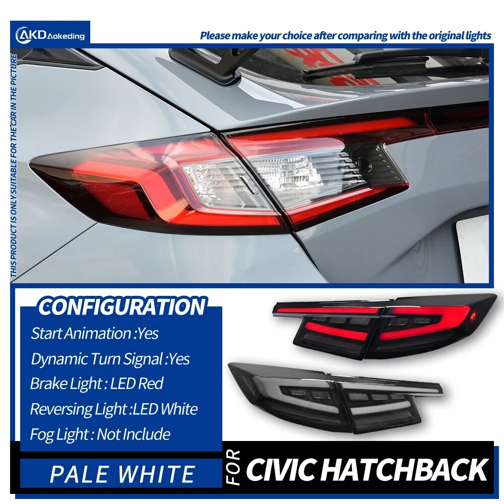 Фаркоп AKD для хэтчбека Honda Civic LED задний свет 2023-2025 Civic задний туманний тормозной поворотный сигнал автомобильные аксессуары