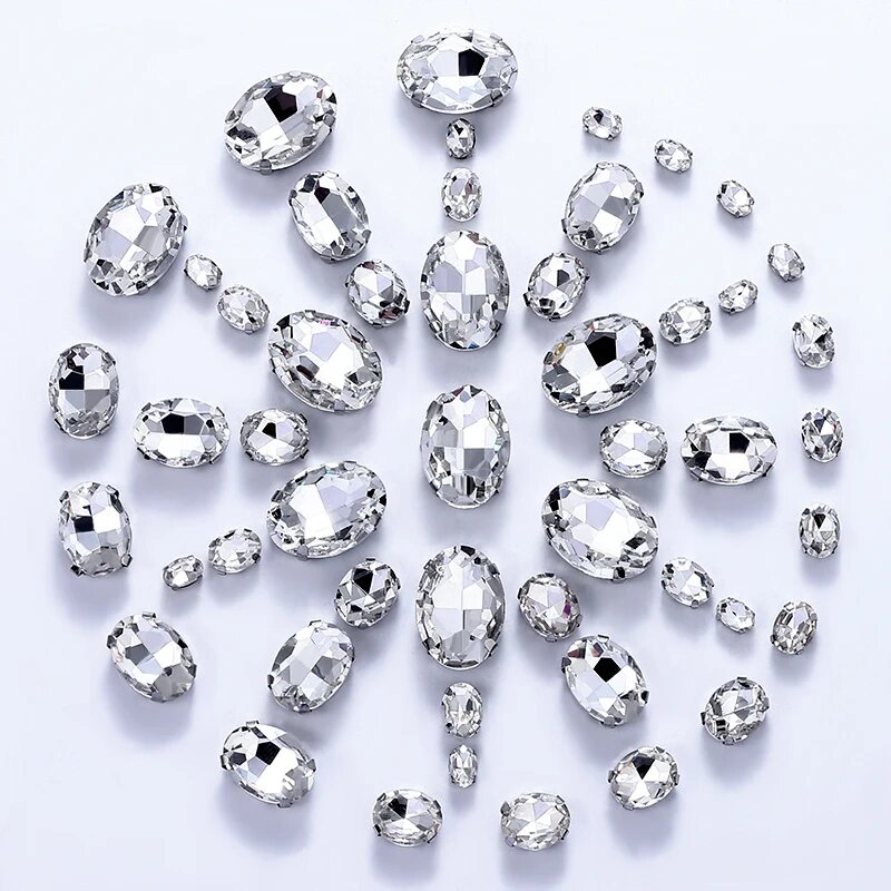 Стразы DUCRYSTAL для шитья Серебряный, oval mix size