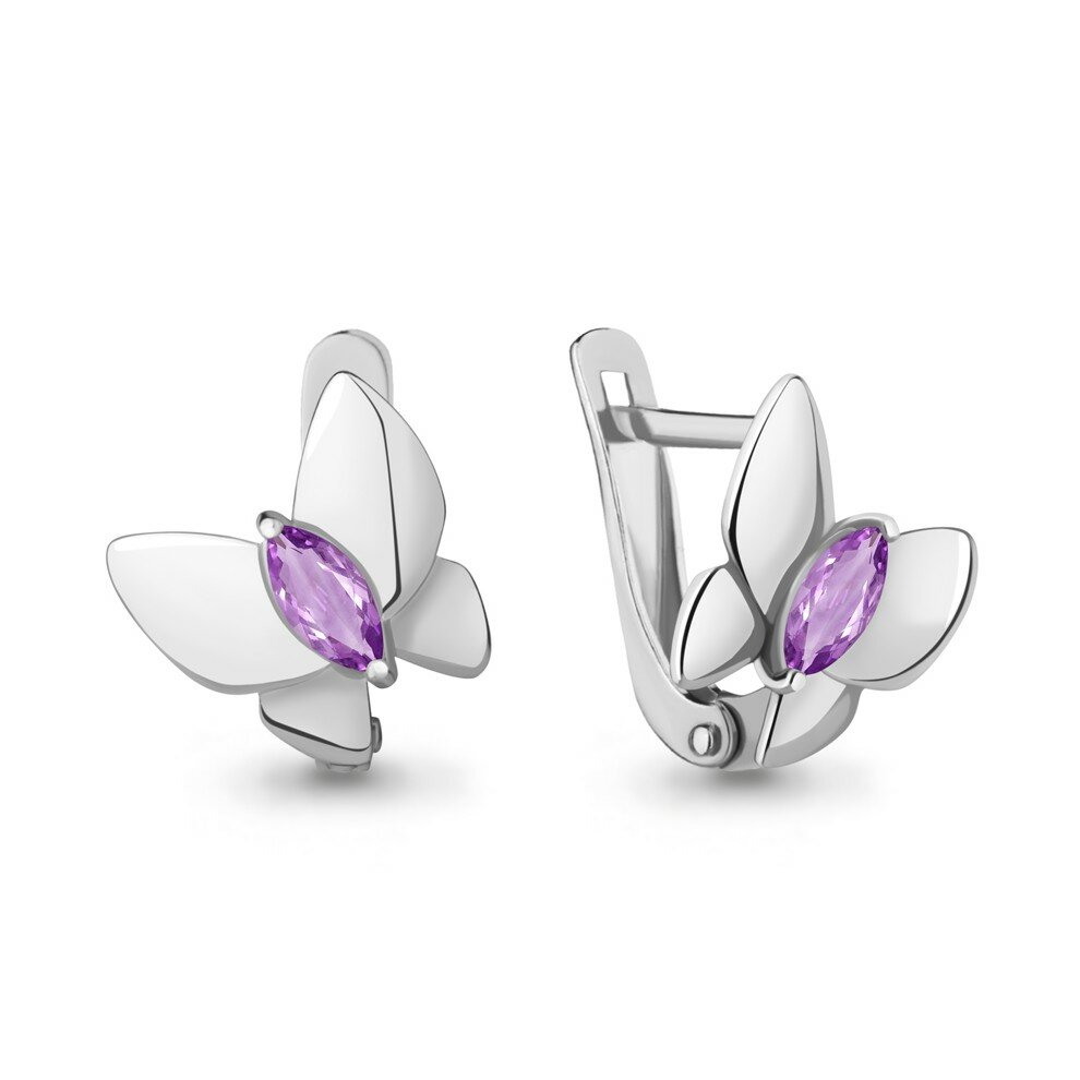 Серьги, серебро, 925 проба, аметист