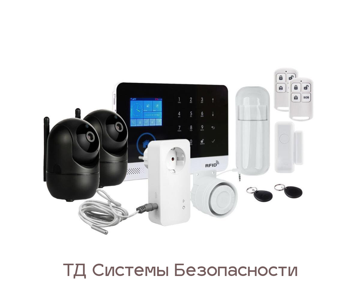 GSM Wi-Fi сигнализация для дачи с 2мя видеокамерами и умной розеткой с датчиком t - Strazh Oko и 2x HDком 288Bl(ASW5) и Страж W130-T (F1731EU)