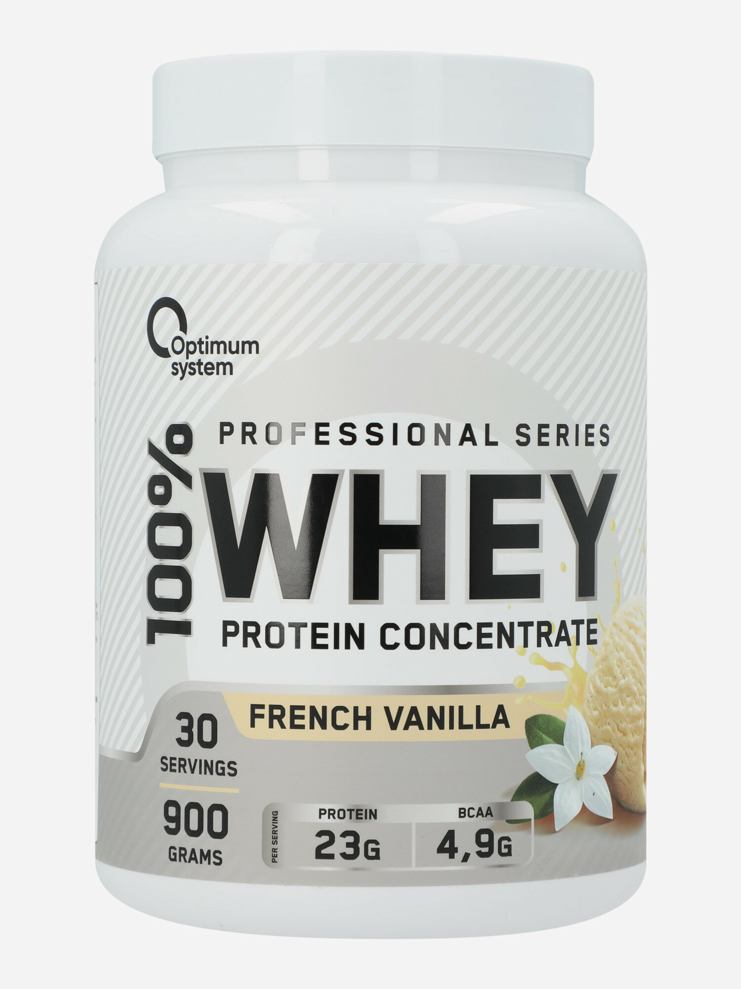 Сывороточный протеин Optimum System WHEY PROTEIN 900 грамм, Для набора мышечной массы и восстановления (Ваниль)