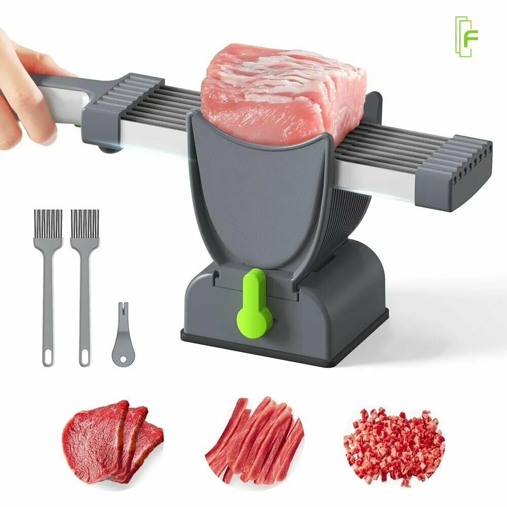 Слайсер, используемый для нарезки мяса на ломтики, которые можно нарезать ломтиками, полосками и частицами
