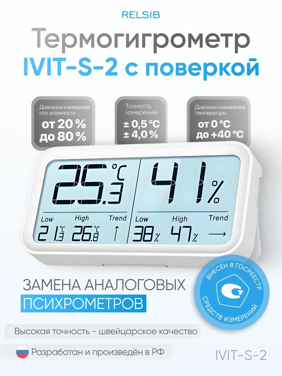 Гигрометр с поверкой ivit-S-2 (поверка 2026г), Рэлсиб