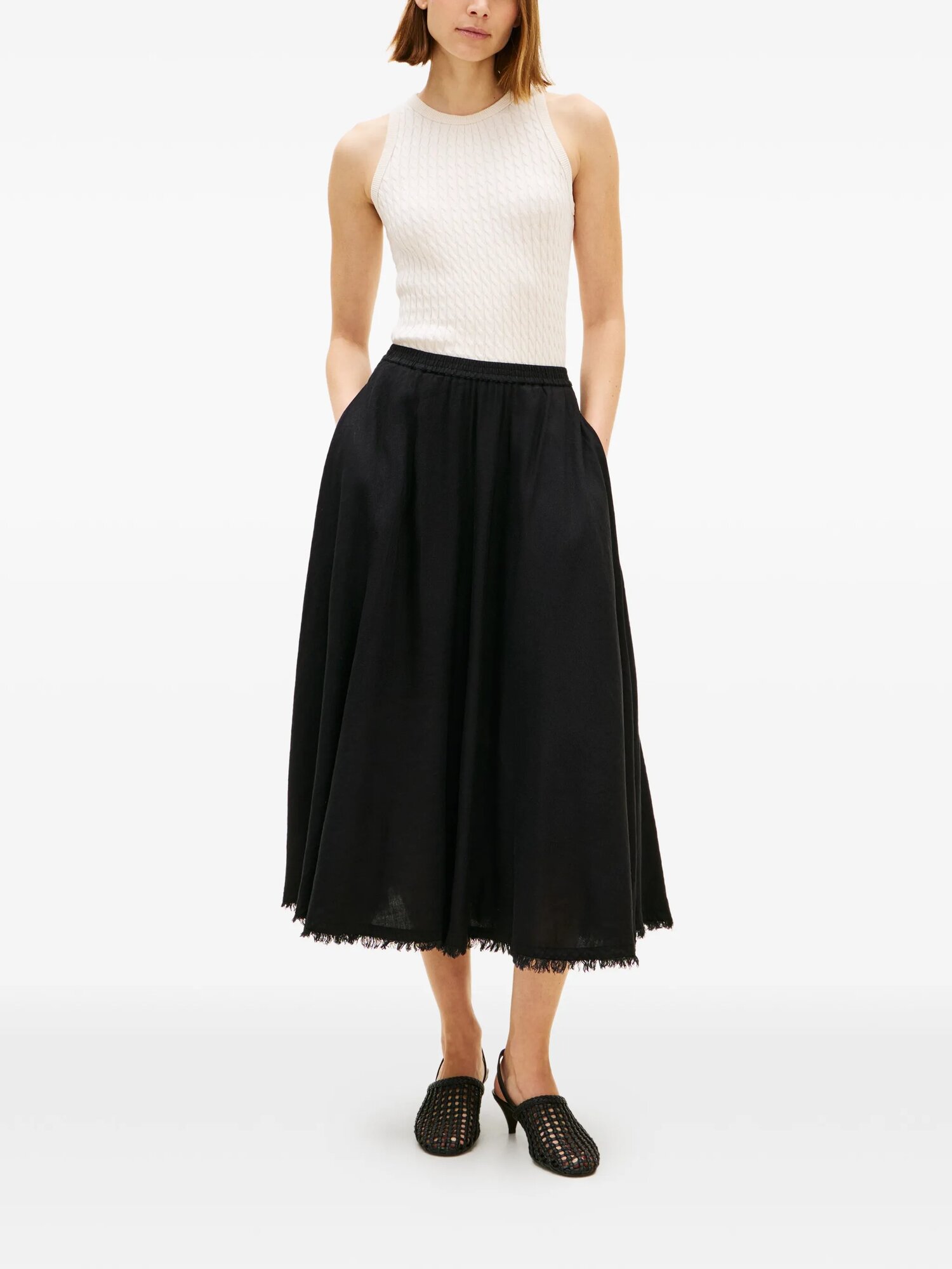 Юбка TOMMY HILFIGER Frayed-hem gathered skirt, размер 48 EU — фото 1