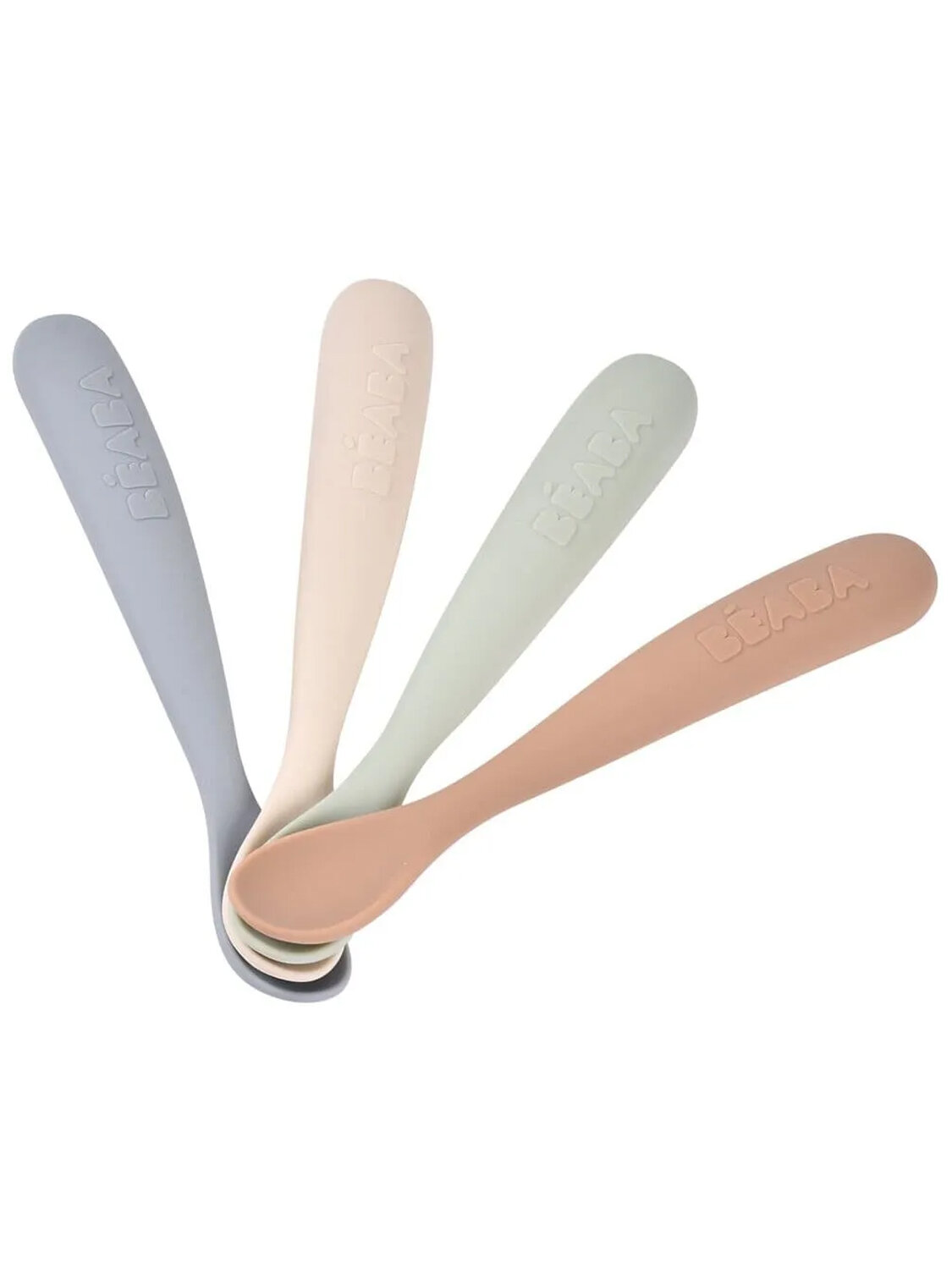 Набор ложек Beaba силиконовых в блистере 4шт 4М+ NATURAL/SET OF 4 1ST AGE SILIC SPOONS NATURAL 913601