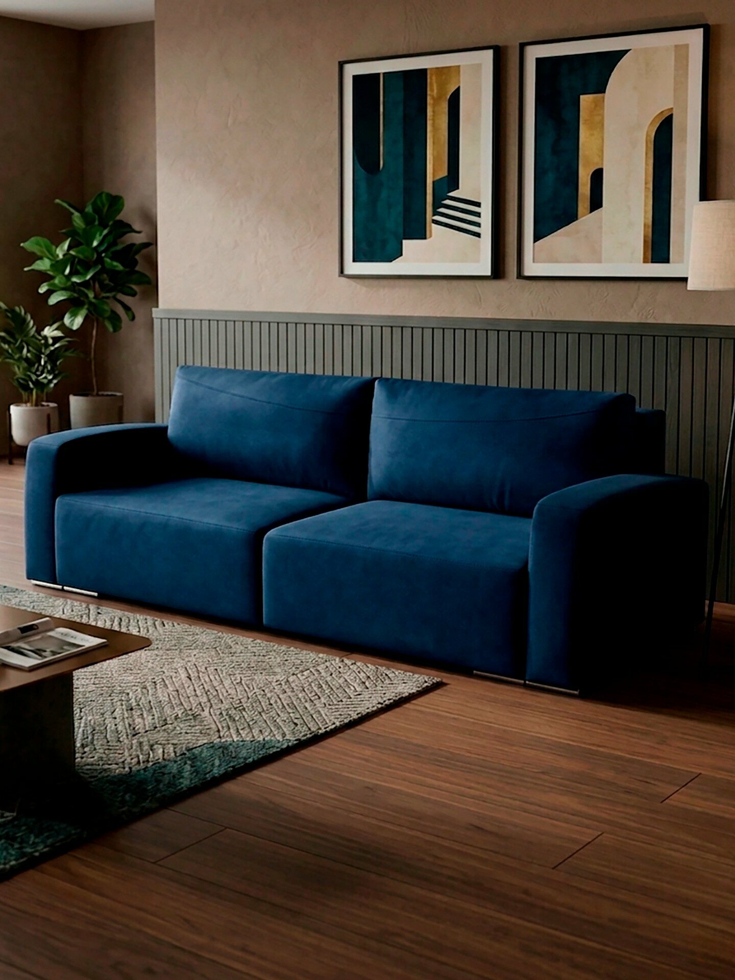 Диван Окленд Лайт Velutto 54 GF 236x102x95 см, синий Велютто, еврокнижка GOODFORM
