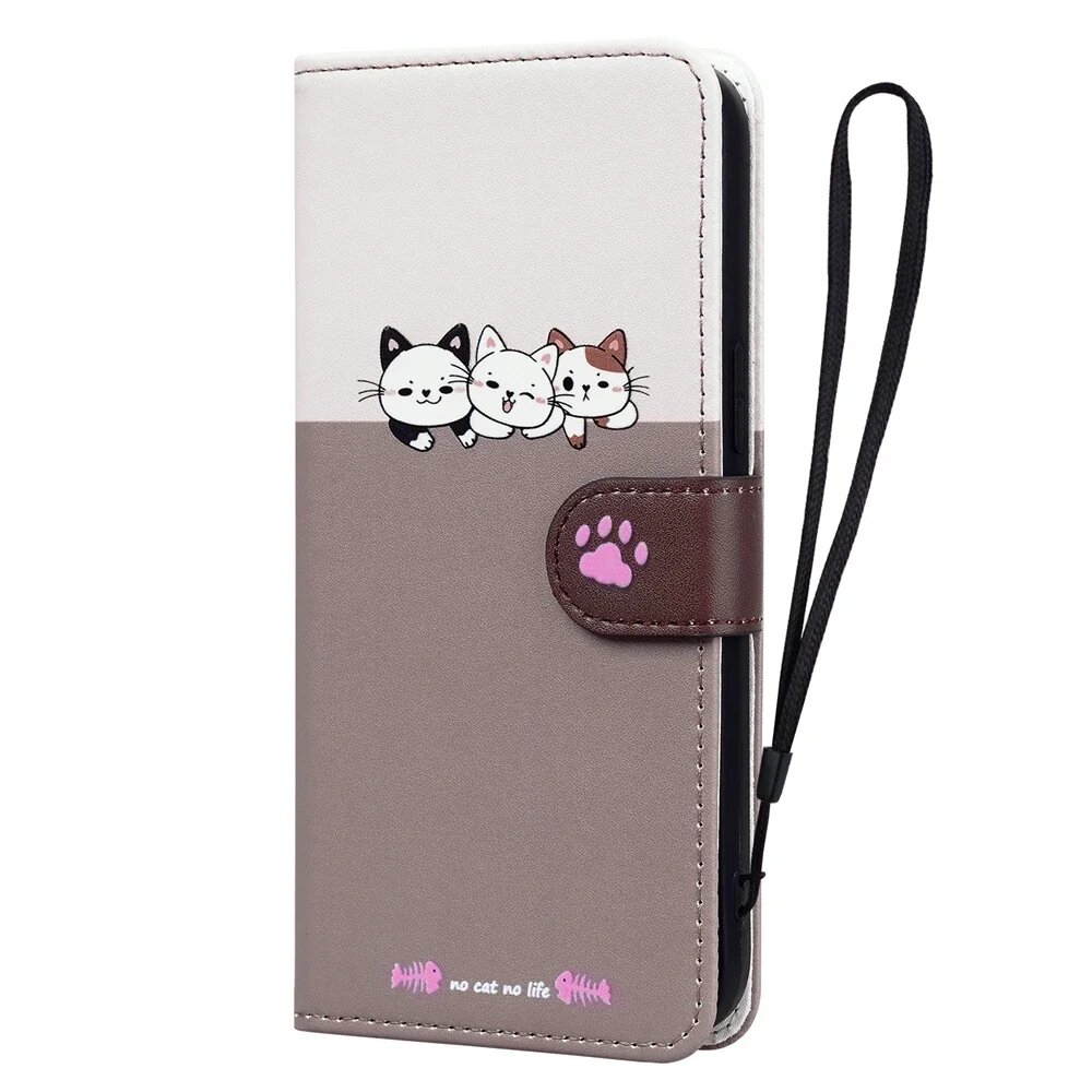 Кожаный чехол Samsung S21 Cat Wallet Flip Cover, D