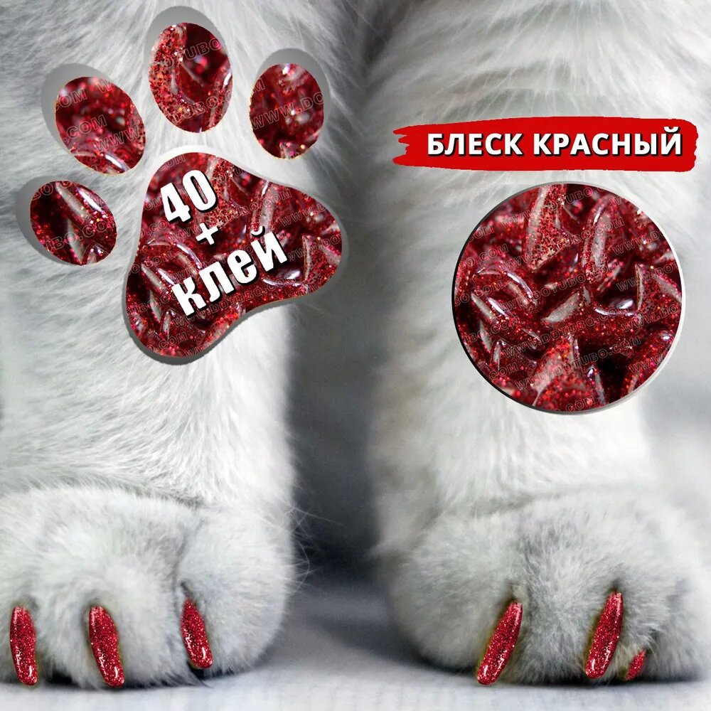 Антицарапки 40 штук, мягкие защитные колпачки на когти для кошек и котят L