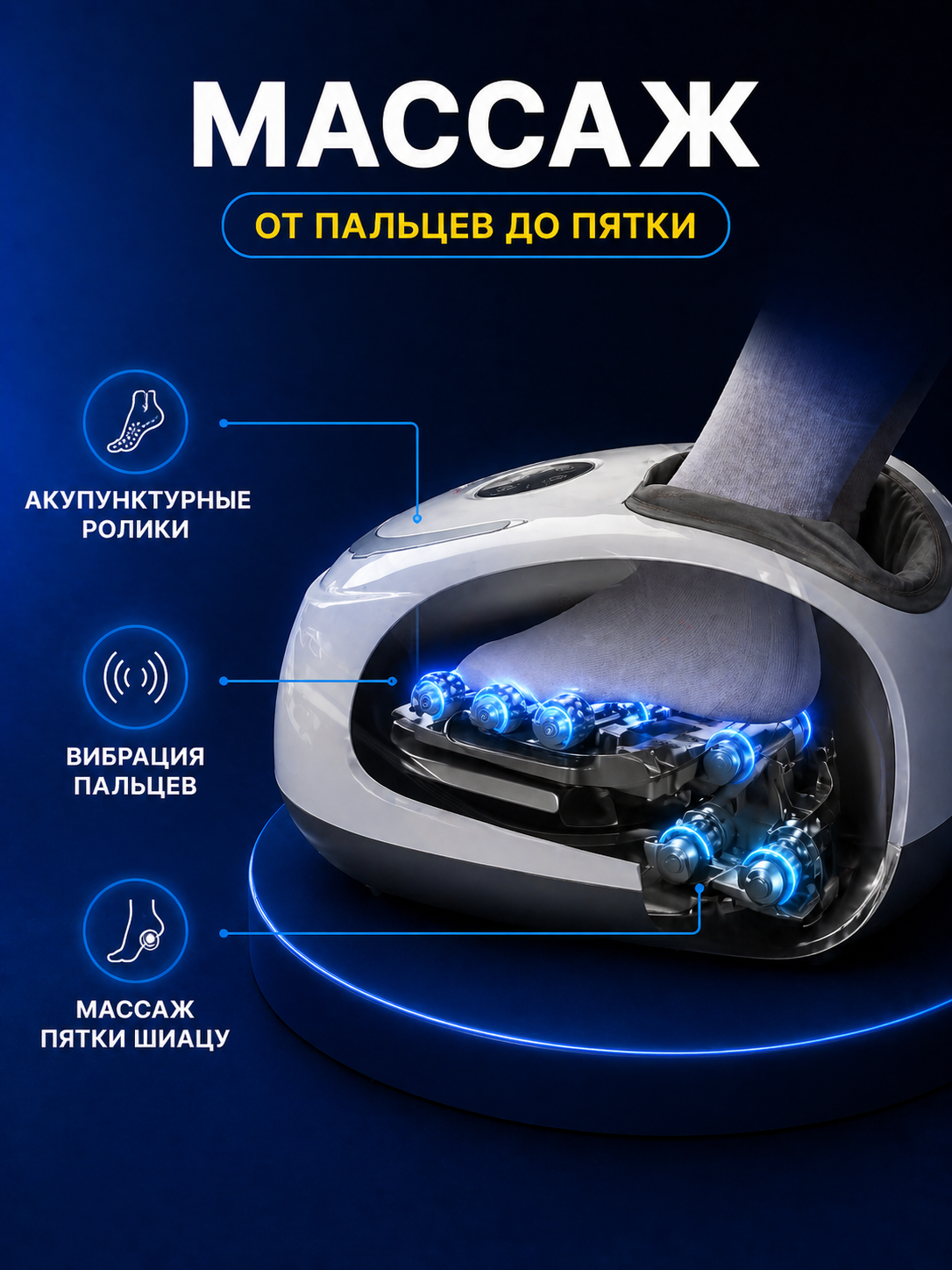 Массажер для ног электрический лимфодренажный Smartwave 100 с подогревом / Подарок на День Рождения — фото 1