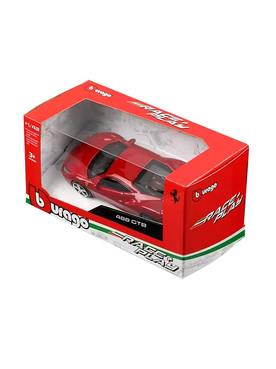 Коллекционная машинка Bburago "Ferrari-488", 1:43, длина 11 см