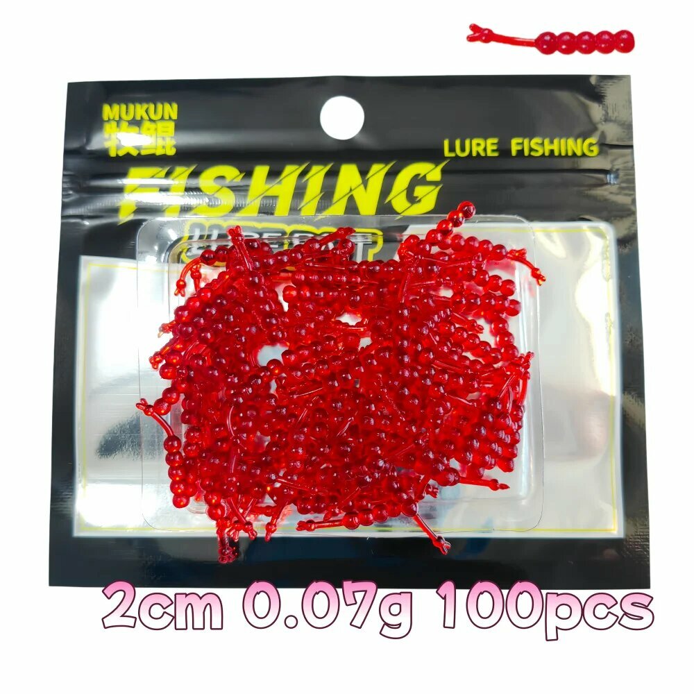 MUKUN мягкая приманка червь личинки Красный, GD78 100PCS 06