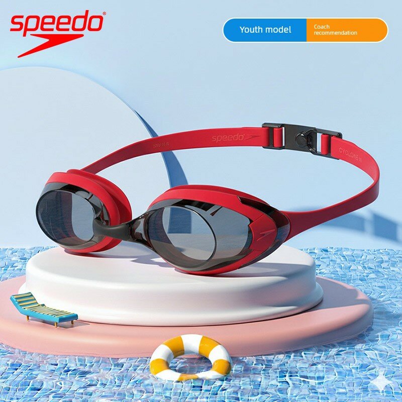 Спортивные очки Speedo Biofuse 2.0 с антизапотеванием и УФ-защитой для детей и подростков, красно-черные, комфортные и