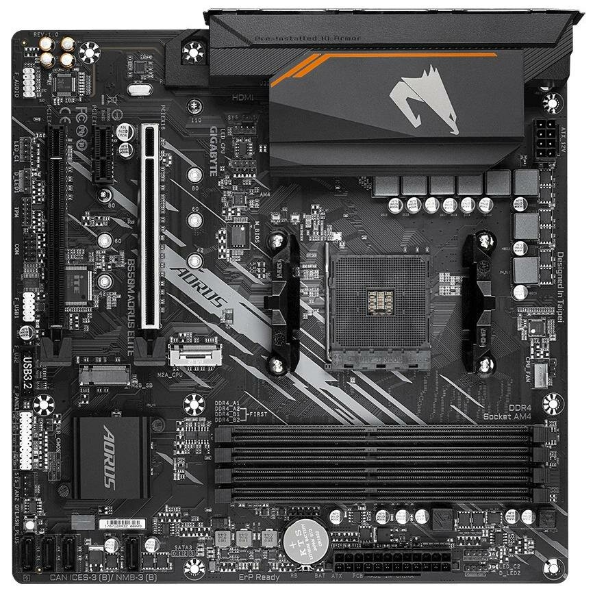 Материнская плата Gigabyte B550M AORUS ELITE Socket AM4 AMD B550 4xDDR4 2xPCI-E16x 1xPCI-E1x 4xSATA3 8ch Audio GLan mATX