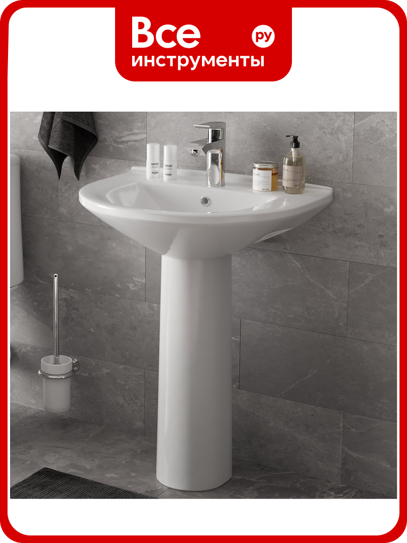 Умывальник Gesso W 101 HOME De Luxe c болтами крепления, сливным хромированным кольцом 9010256