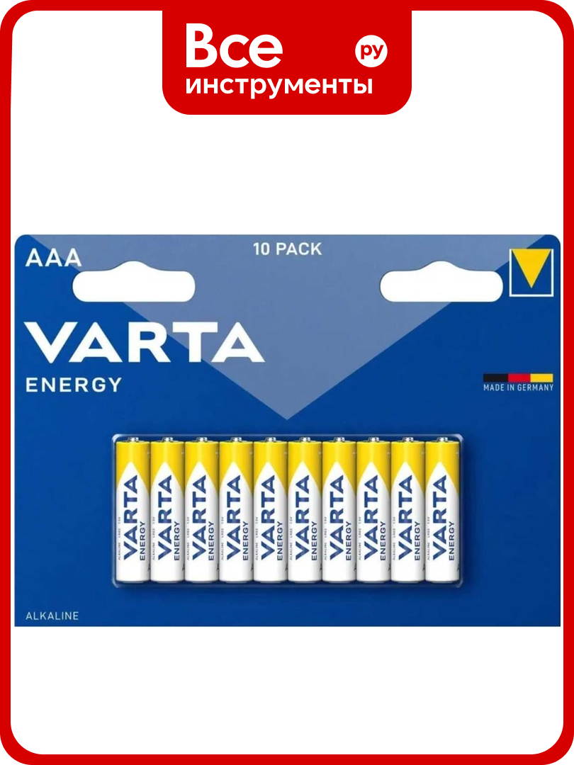 Батарейки Varta ENERGY AAA щелочные алкалиновые мизинчиковые элементы с постоянным напряжением для портативных устройств