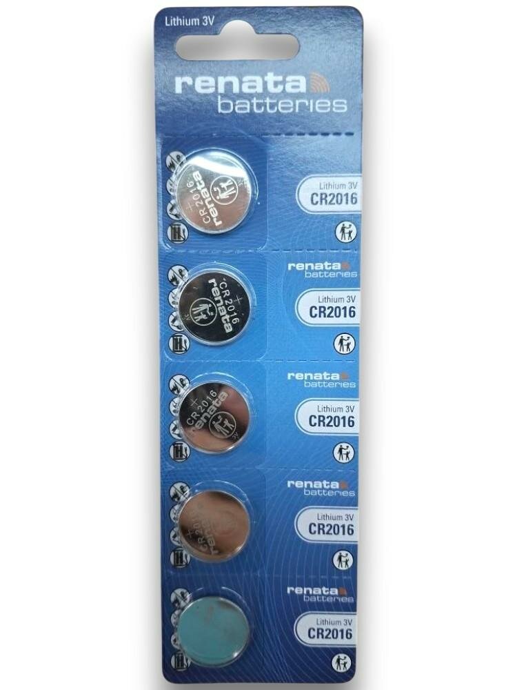 Дисковая батарейка Renata CR2016 Lithium Battery 3v BL5 , 5шт.