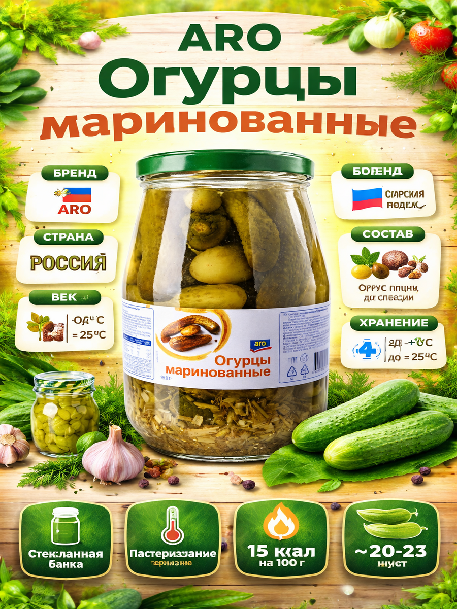 Aro Огурцы маринованные, 1.5кг