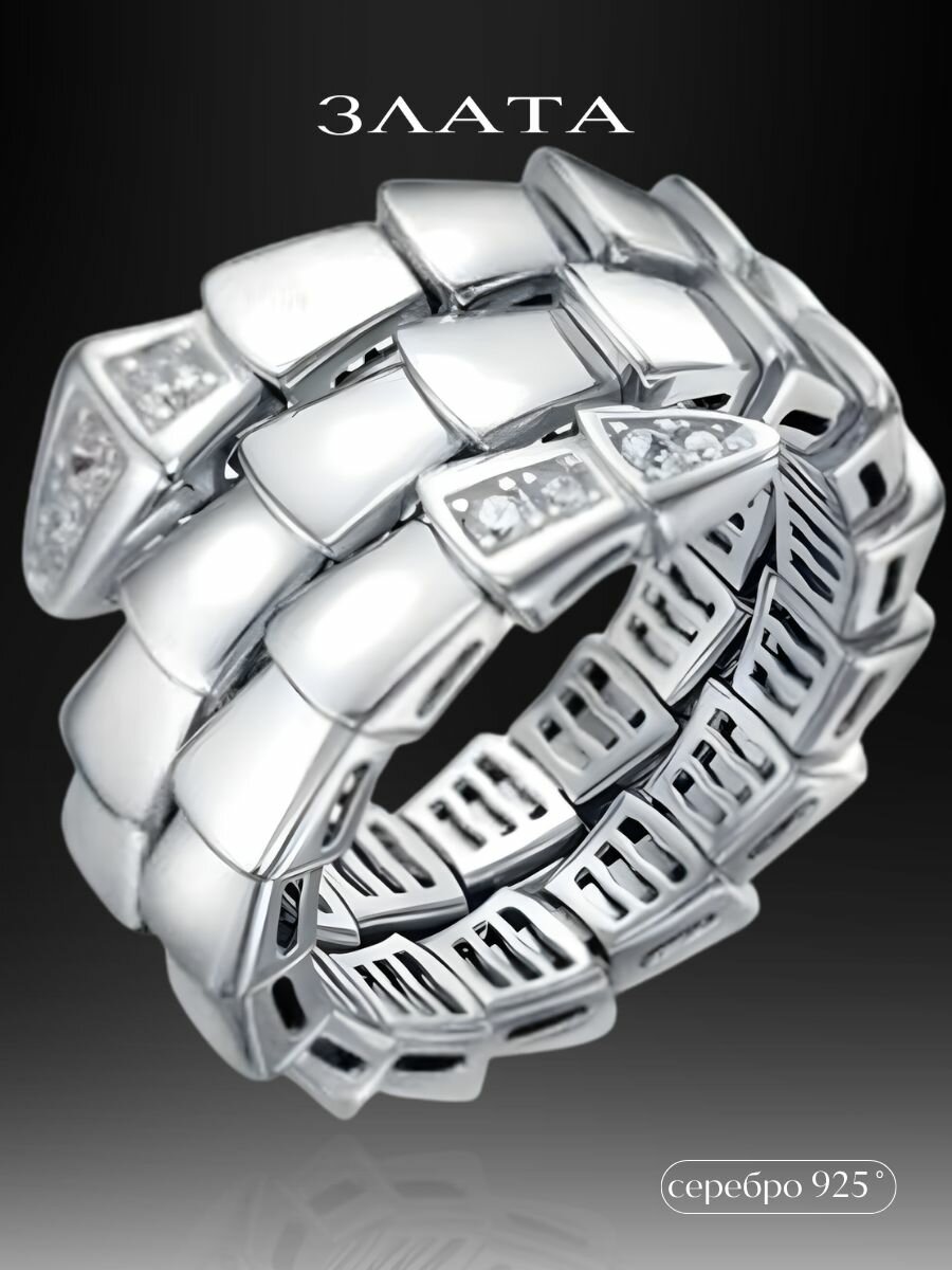 Кольцо, серебро, 925 проба, родирование, фианит