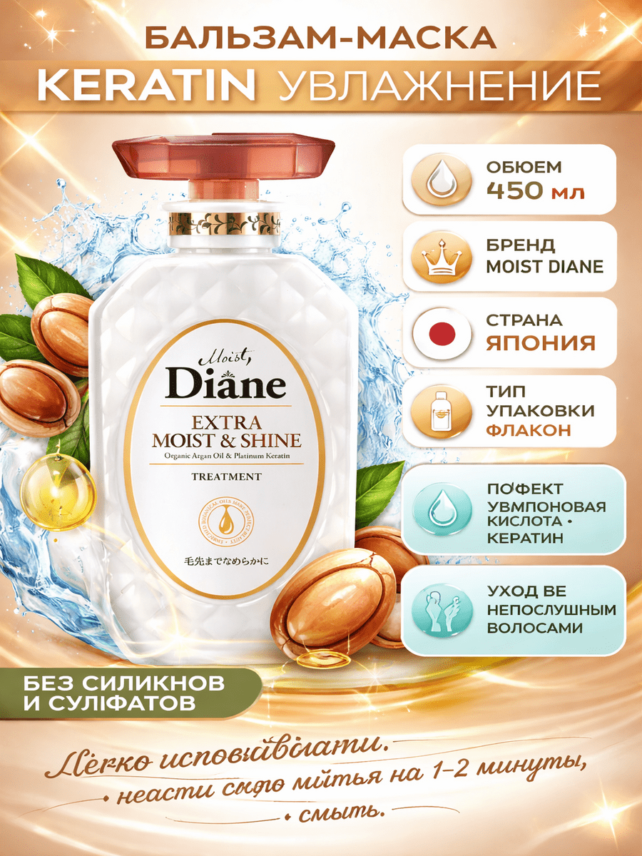 Бальзам-маска Moist Diane Perfect Beauty кератин увлажнение, 450мл