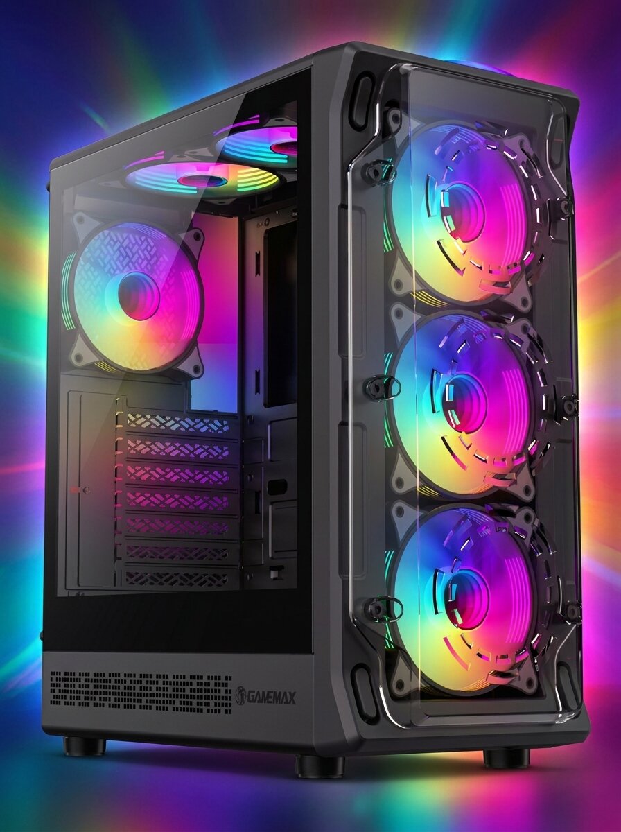 Корпус для ПК GAMEMAX StarLight 2 AB Midi-Tower закаленное стекло USB Type-C 6*120мм ARGB