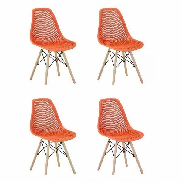 Стул обеденный СтулБержи Стулья для кухни Eames Mesh, оранжевый (комплект из 4 шт)