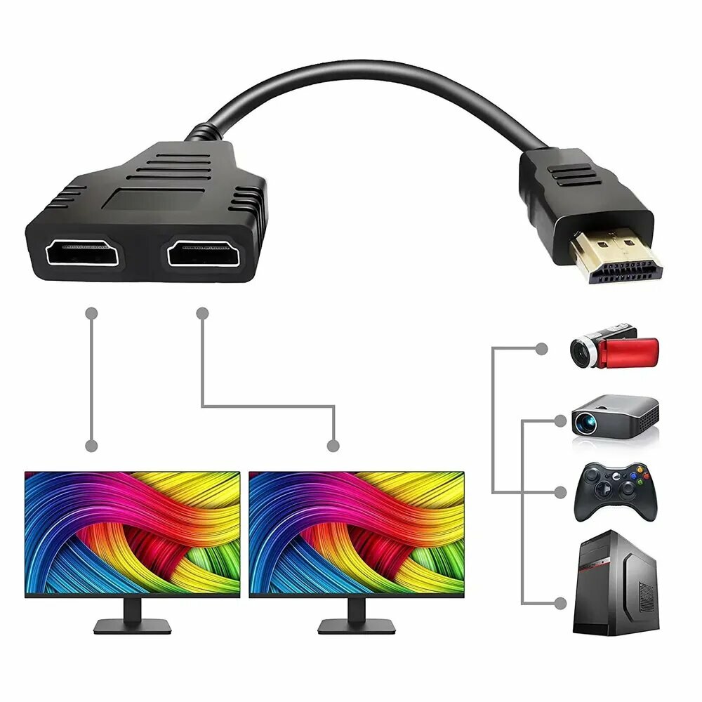 Разветвитель HDMI, HD, LED, LCD, TV, поддержка двух телевизоров одновременно