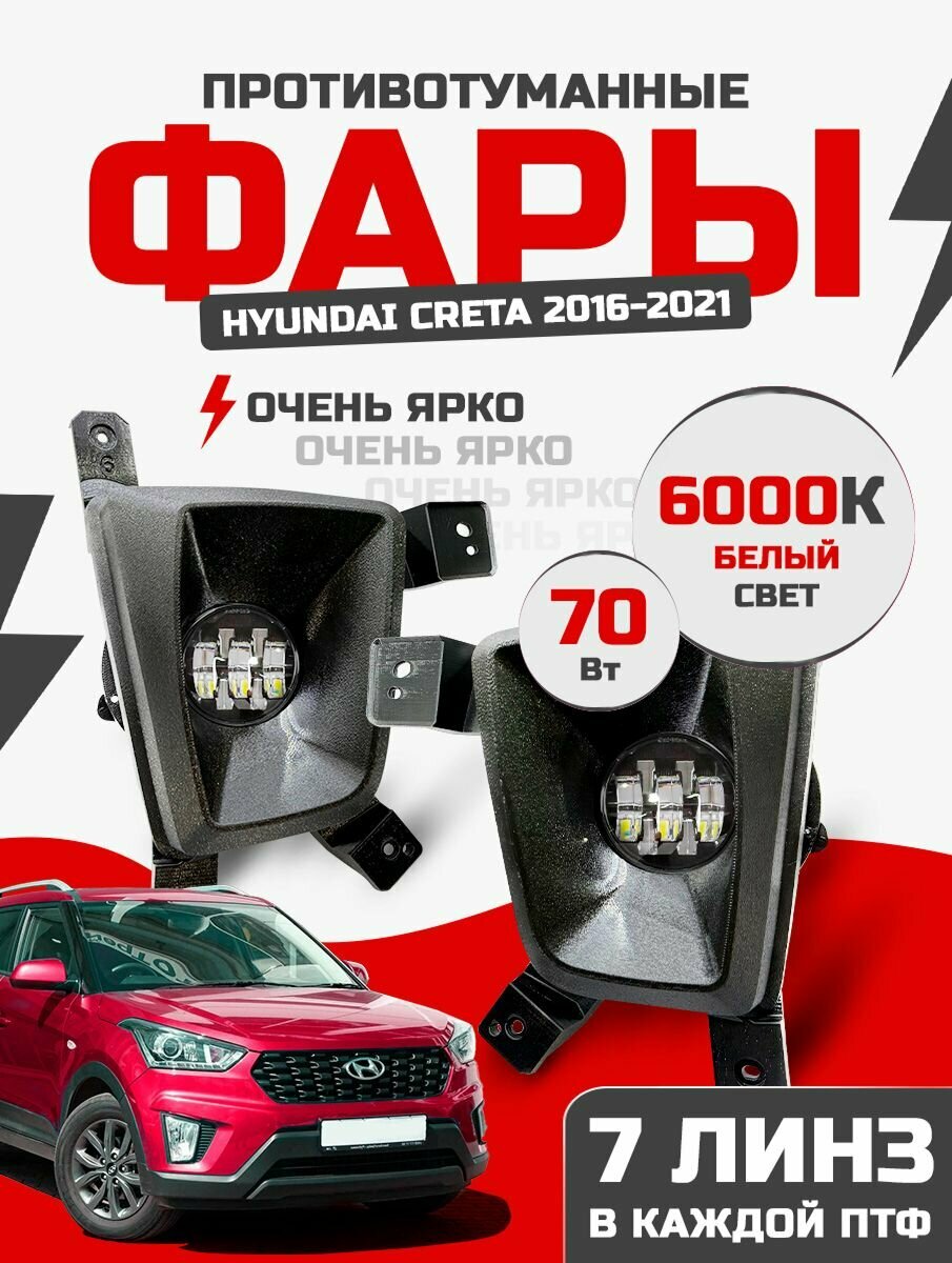 Противотуманные фары ПТФ Hyundai Creta (2016-2021) 70 вт