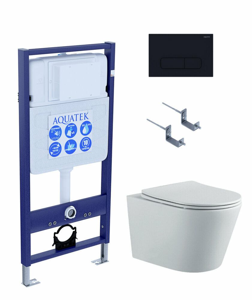 Комплект Акватек SET AQUATEK ВЕГА-1905-017 (Рама Standard INS-0000012 с клавишей KDI-0000017 и крепежом KKI-0000002+унитаз Вега AQ1905-00 с сиденьем)