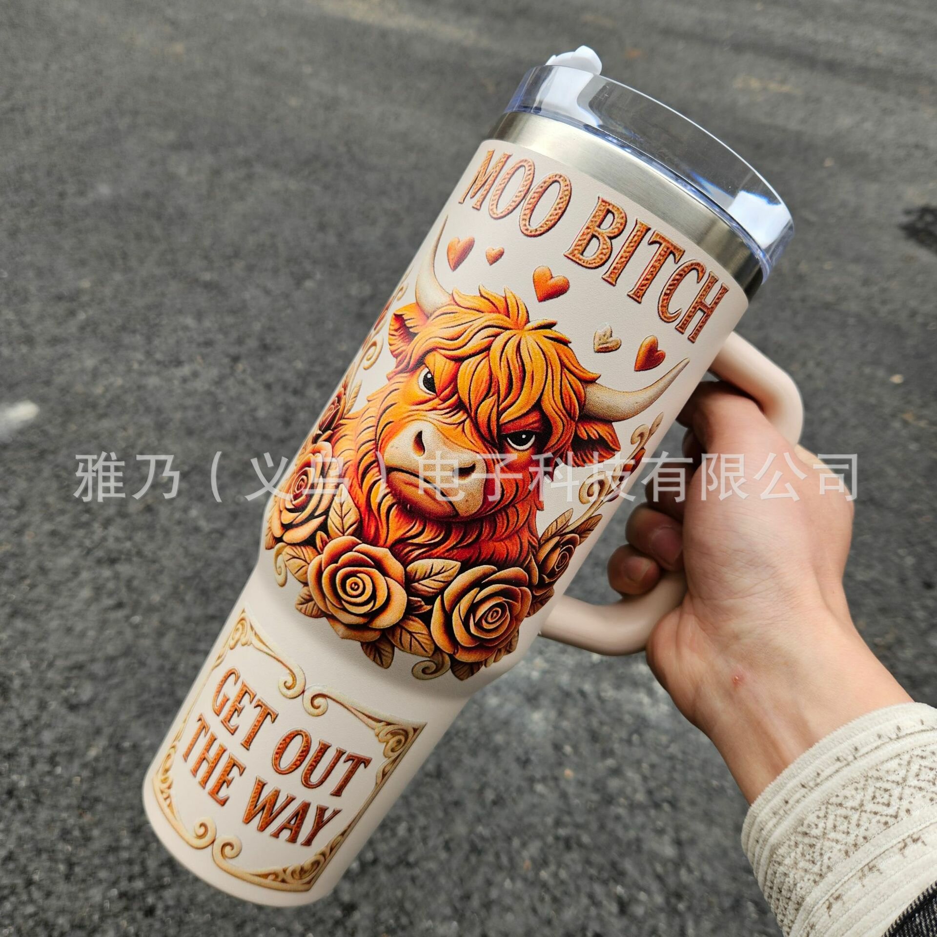 Термокружка 40oz с ручкой «Горный бык», керамическое покрытие, для горячих/холодных напитков