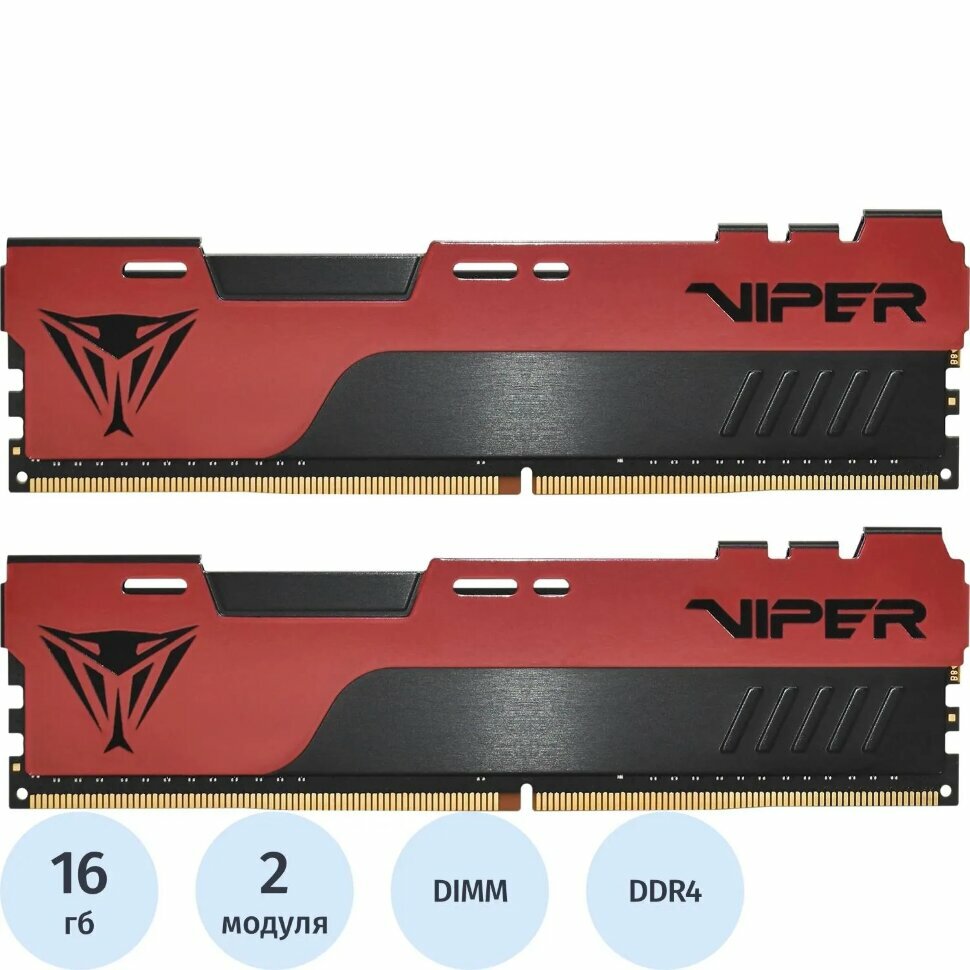 Модуль памяти Patriot Viper DDR4 DIMM 32GB(2x16GB) 3200Мгц(PVE2432G320C8K), 2250358
