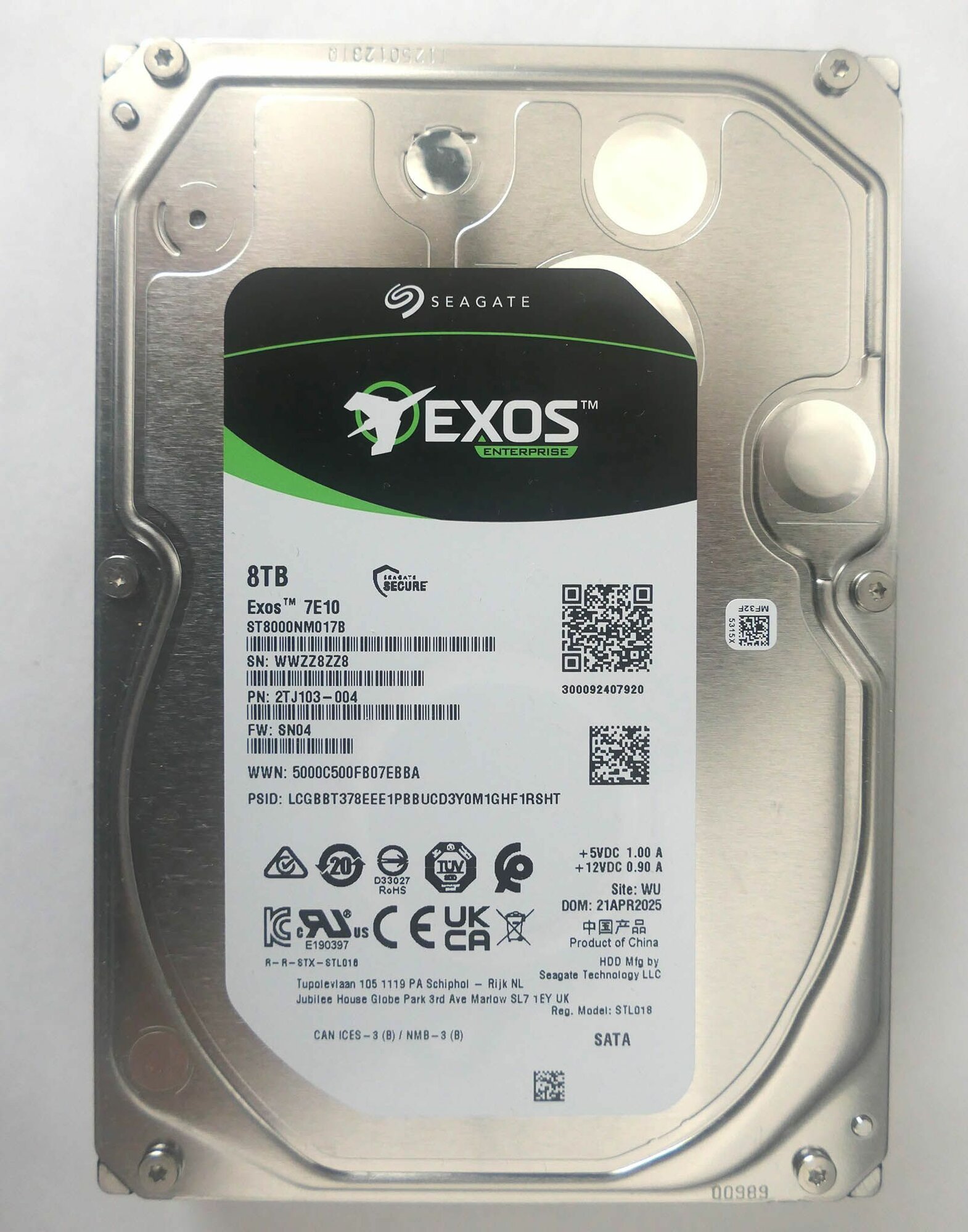 Жесткий диск Seagate Exos 7E10 8TB ST8000NM017B SATA III 3.5 7200RPM
