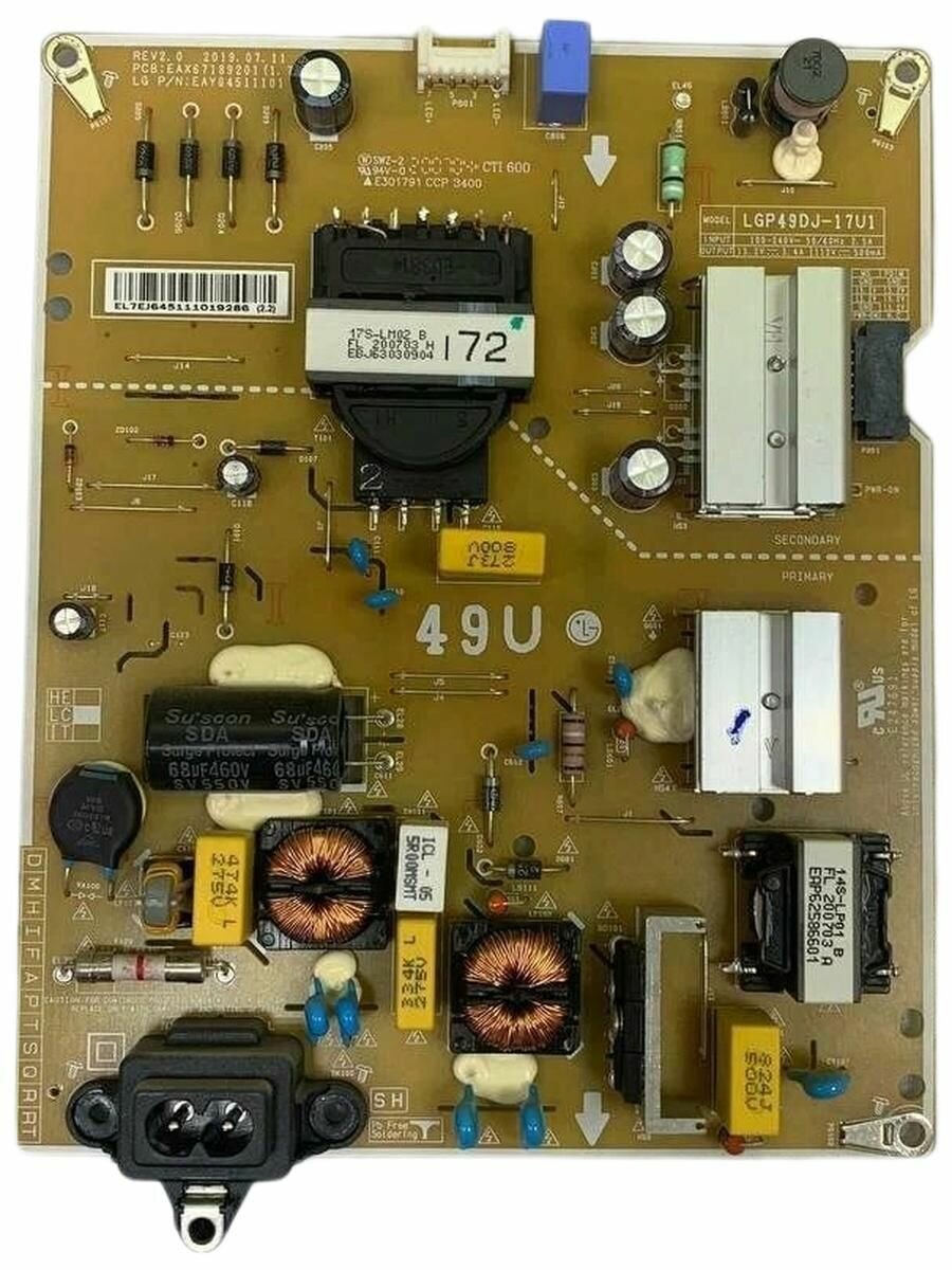 Блок питания (LGP49DJ-17U1), для телевизора LG 49UK6200PLA