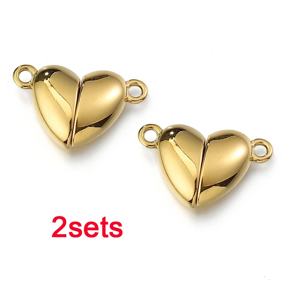 Магнитные застежки сердечки, Gold Color, 2шт