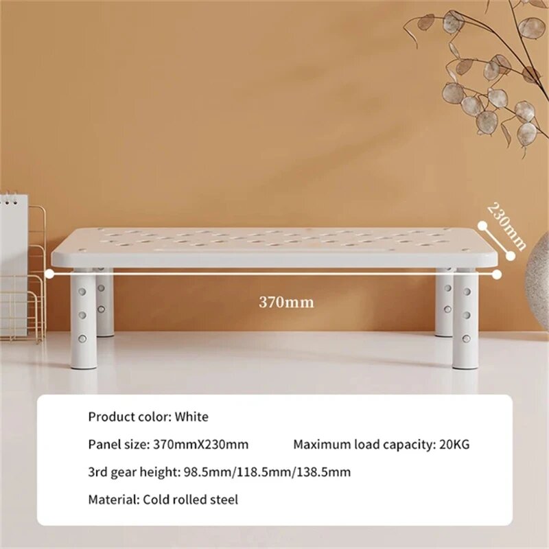 Регулируемая подставка для монитора White, 370x230 мм, 20KG