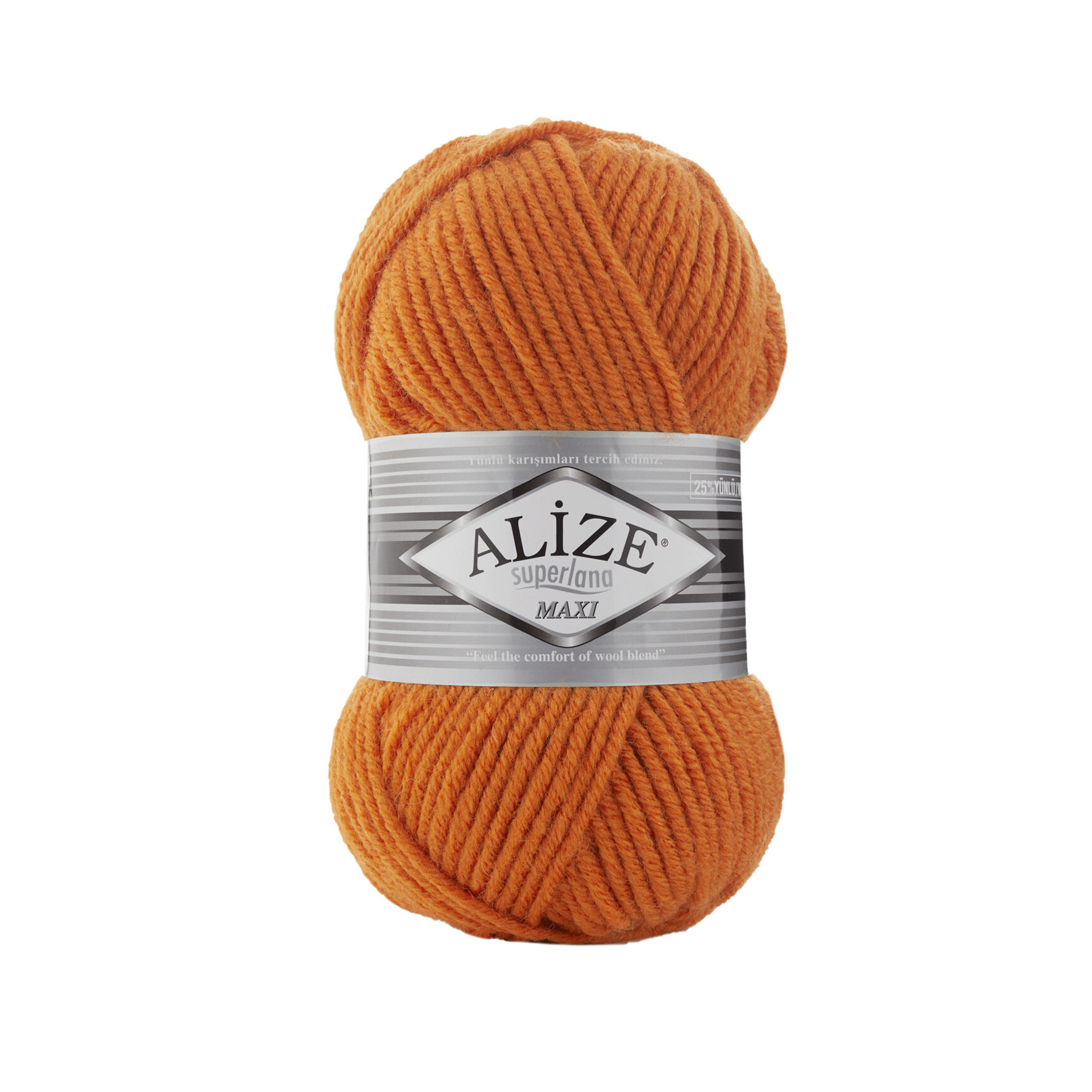 Пряжа Суперлана Макси Alize (Superlana Maxi) упаковка 5 мотков 100 гр. 100 м. 25% шерсть 75% акрил цвет 225 оранжевый