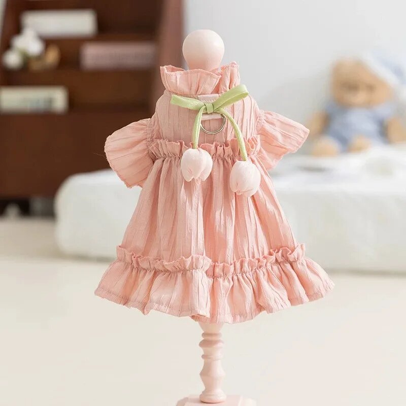 Платье для собак Abrrlo Sweet Tulip Decor розового/фиолетового цвета XS, Розовый, Pink