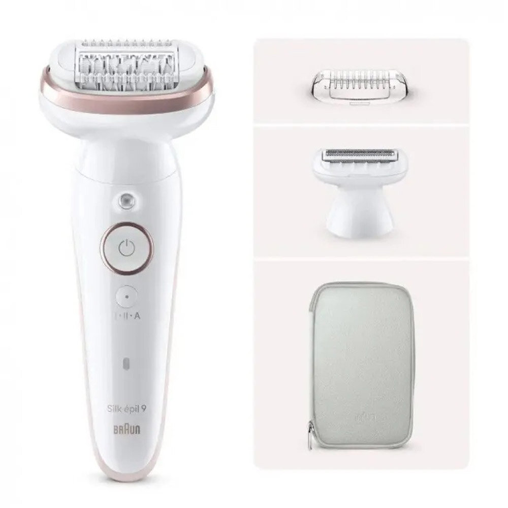 Эпилятор Braun SES9-030 белый, 40 пинцетов, Плавающая головка, Подсветка зоны эпиляции, Li-Ion