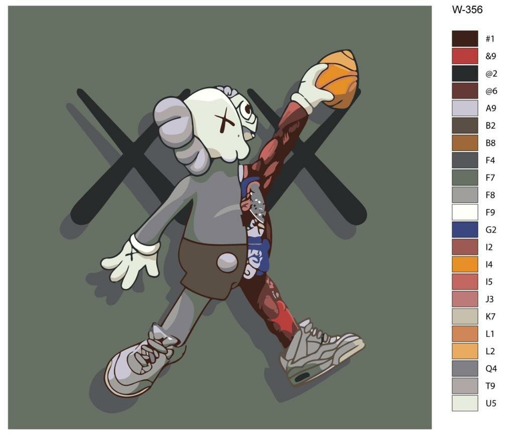 Картина по номерам W-356 "Игрушка художника (Брайан Доннелли) KAWS" 80X80