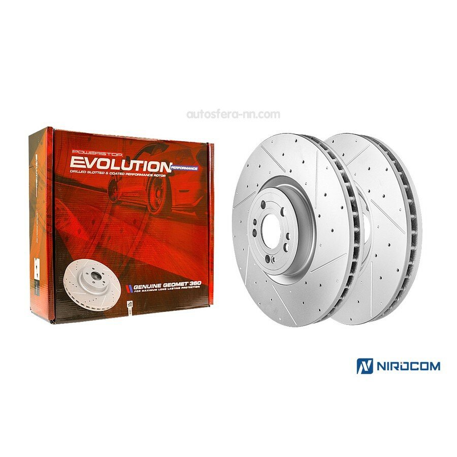 POWERSTOP CBR6564 Передний тормозной диск Evolution с перфорацией и насечками, в покрытии GEOMET