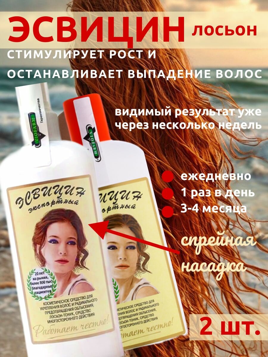 Набор Эсвицин лосьон от выпадения волос - 2 шт х 250 мл (1 шт со спрейной насадкой)
