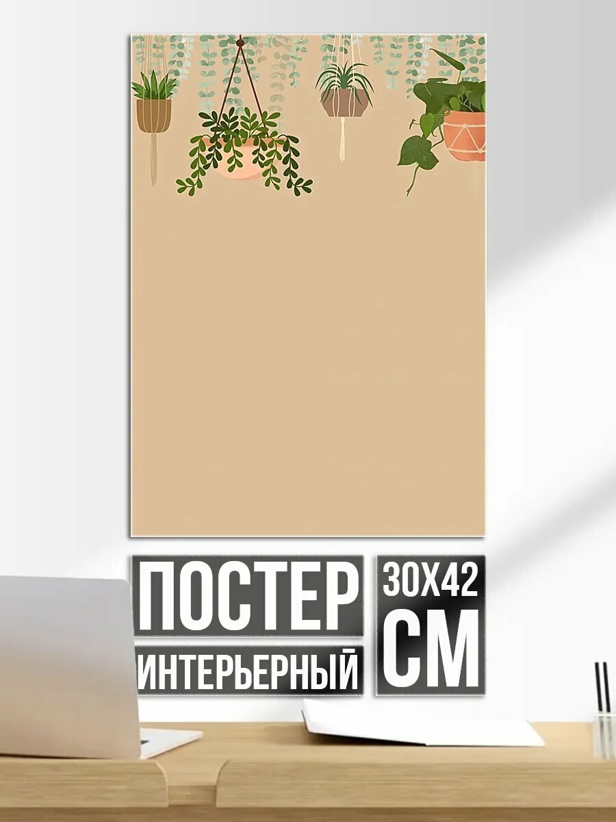 Плакат постер Домашние растения в горшках