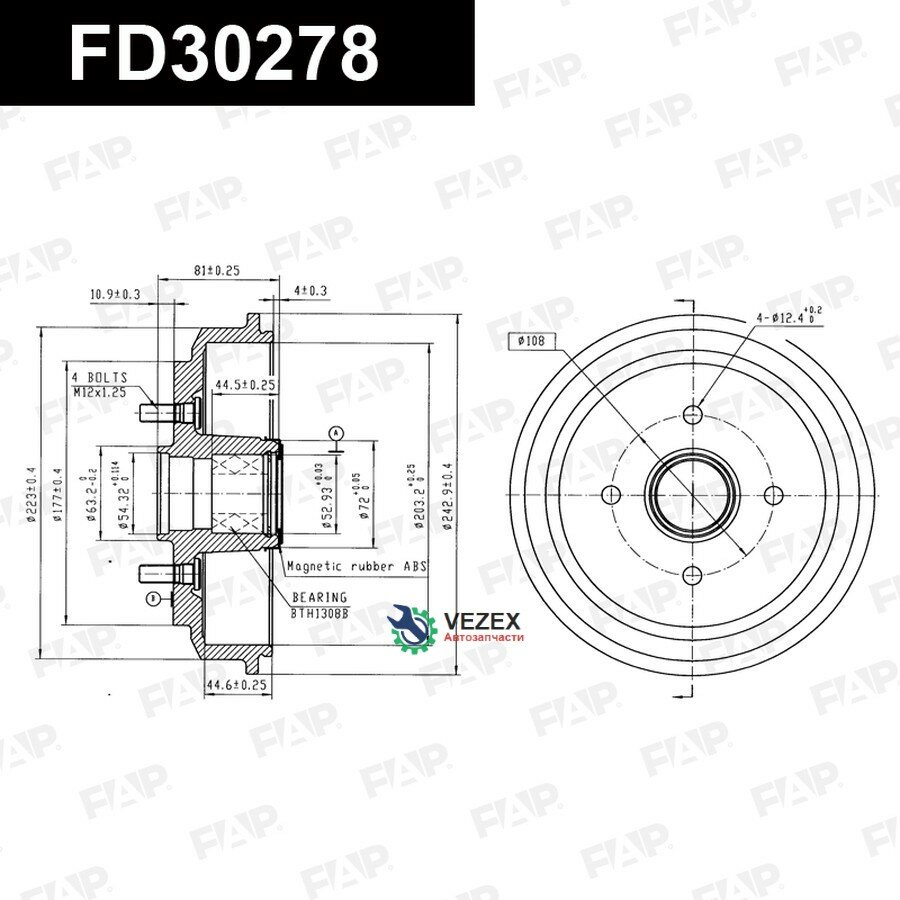 FAP FD30278 Тормозной барабан с покрытием GEOMET FD30278