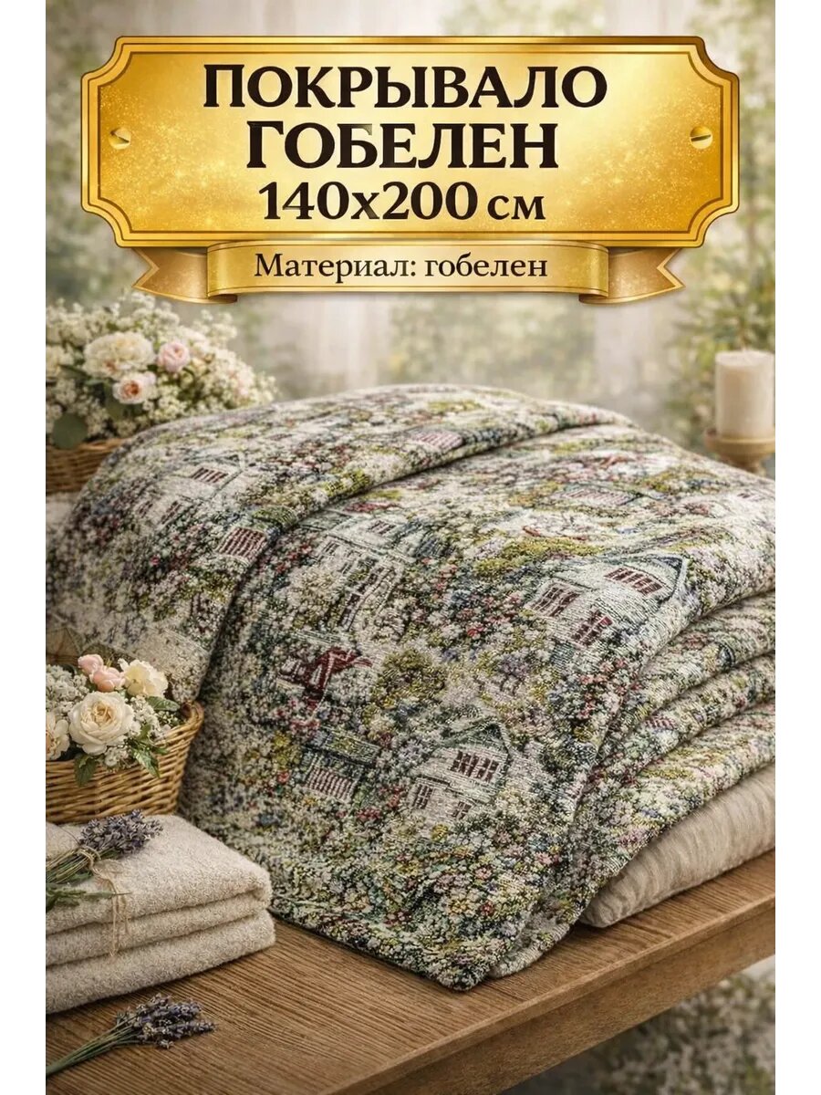 Покрывало гобелен 140х200 см, для дома, спальни и дачи, на кровать, диван и кресло