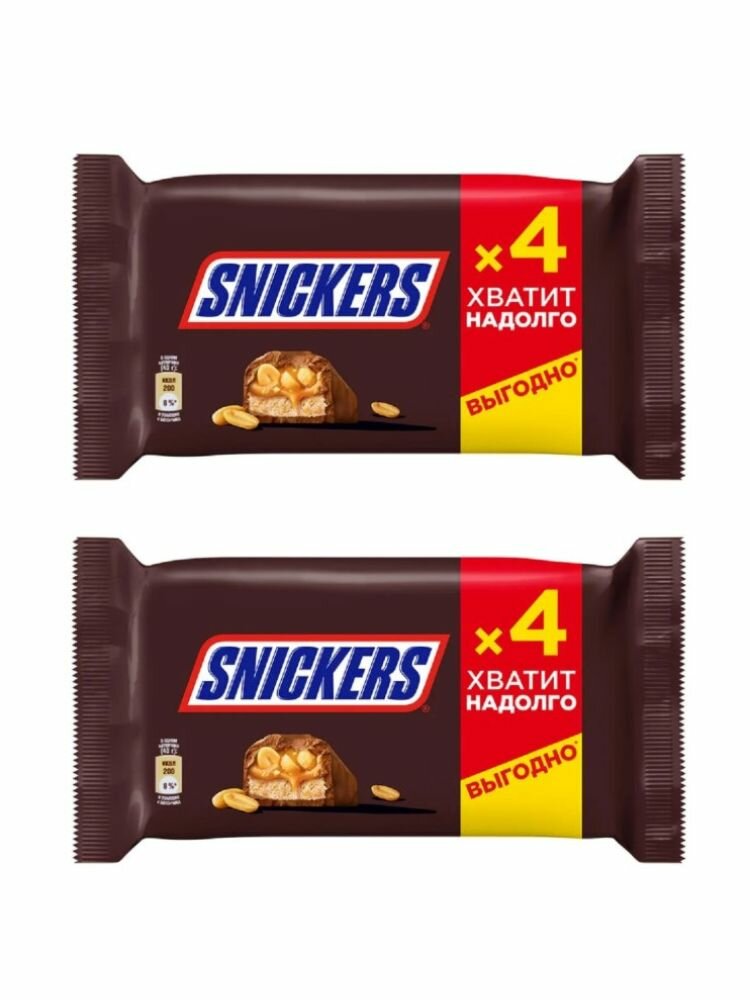 Snickers Шоколадный батончик, 4 шт по 40 г, 2 уп